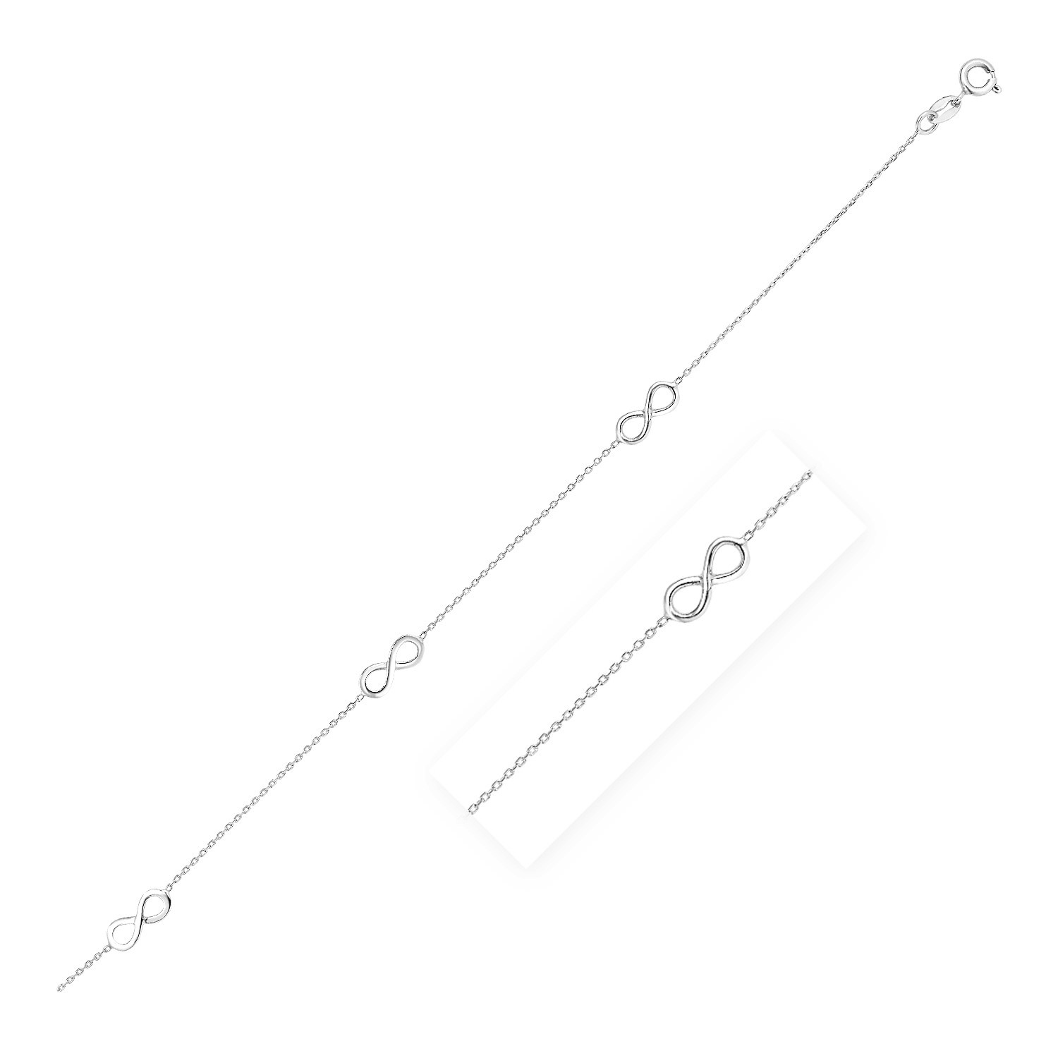 Sterling Silver Anklet with Infinity Symbols – Keep A Sparkle